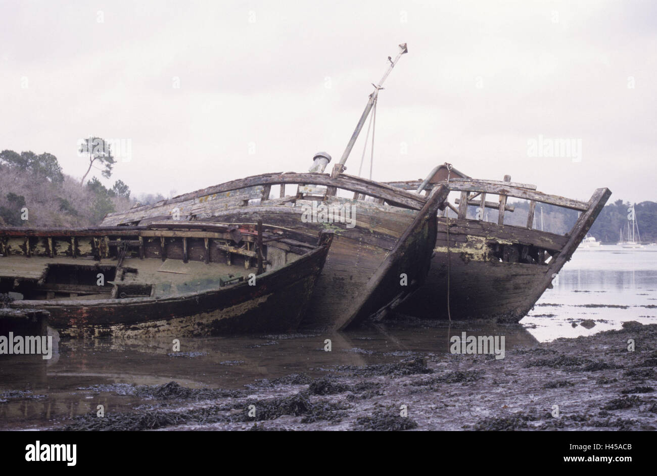 France, Brittany, Sainte navy, River Odet, ship wrecks, old ...