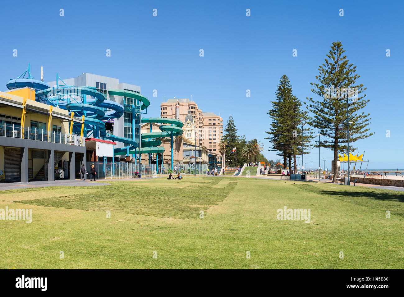 A park at Glenelg, Adelaide. South Australia's most popular seaside ...