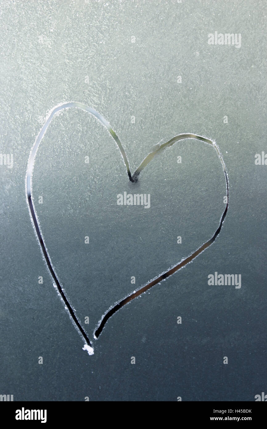 Window pane, froze, heart, winter, window, slice, windowpane, frost ...