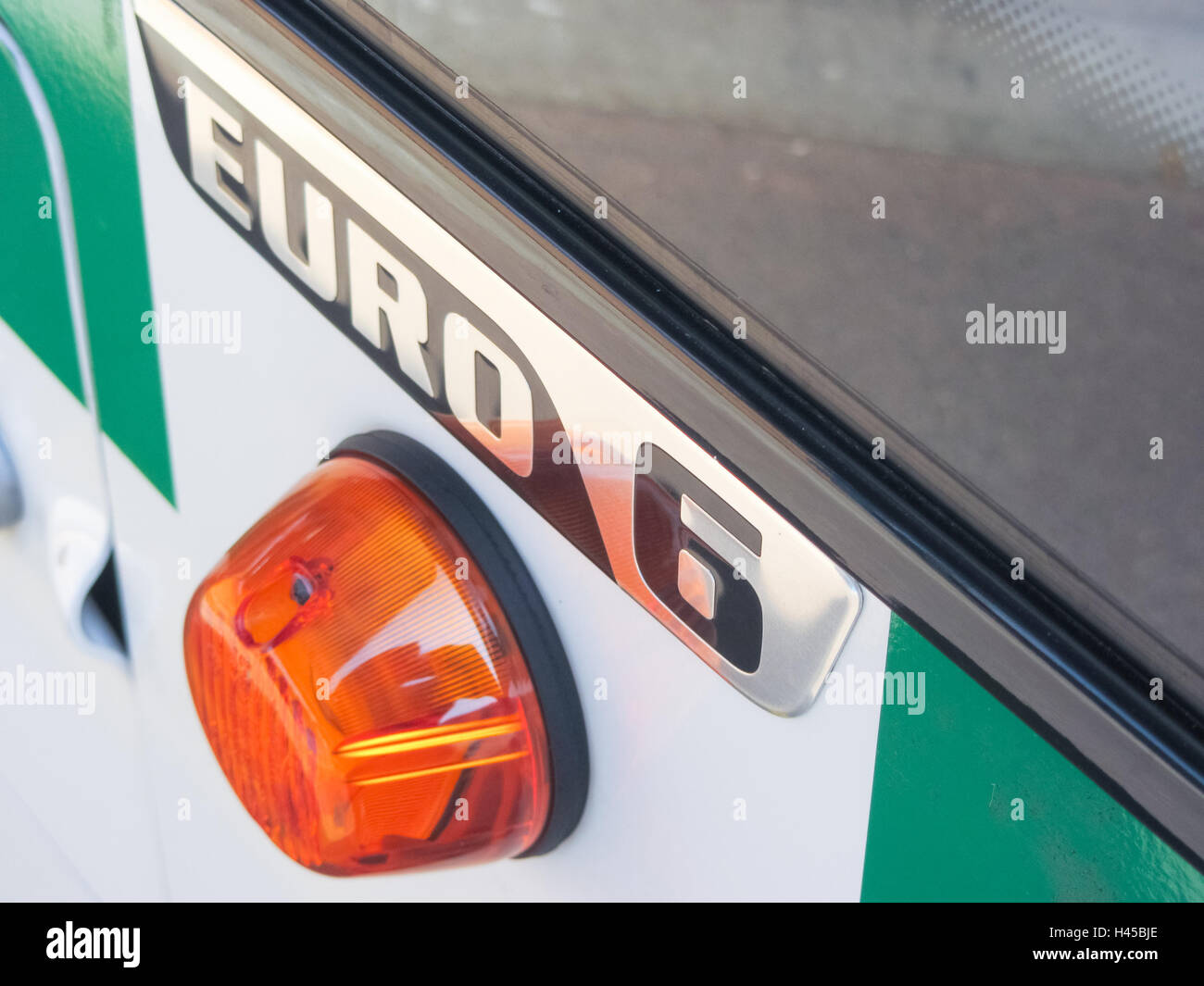 Euro 6 label on bus for urban transport Stock Photo - Alamy