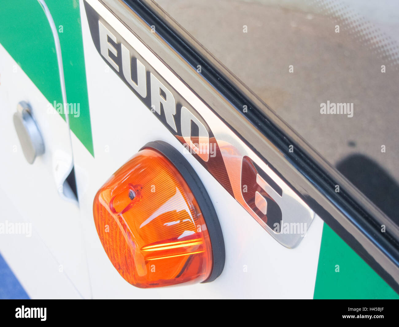 Euro 6 label on bus for urban transport Stock Photo - Alamy