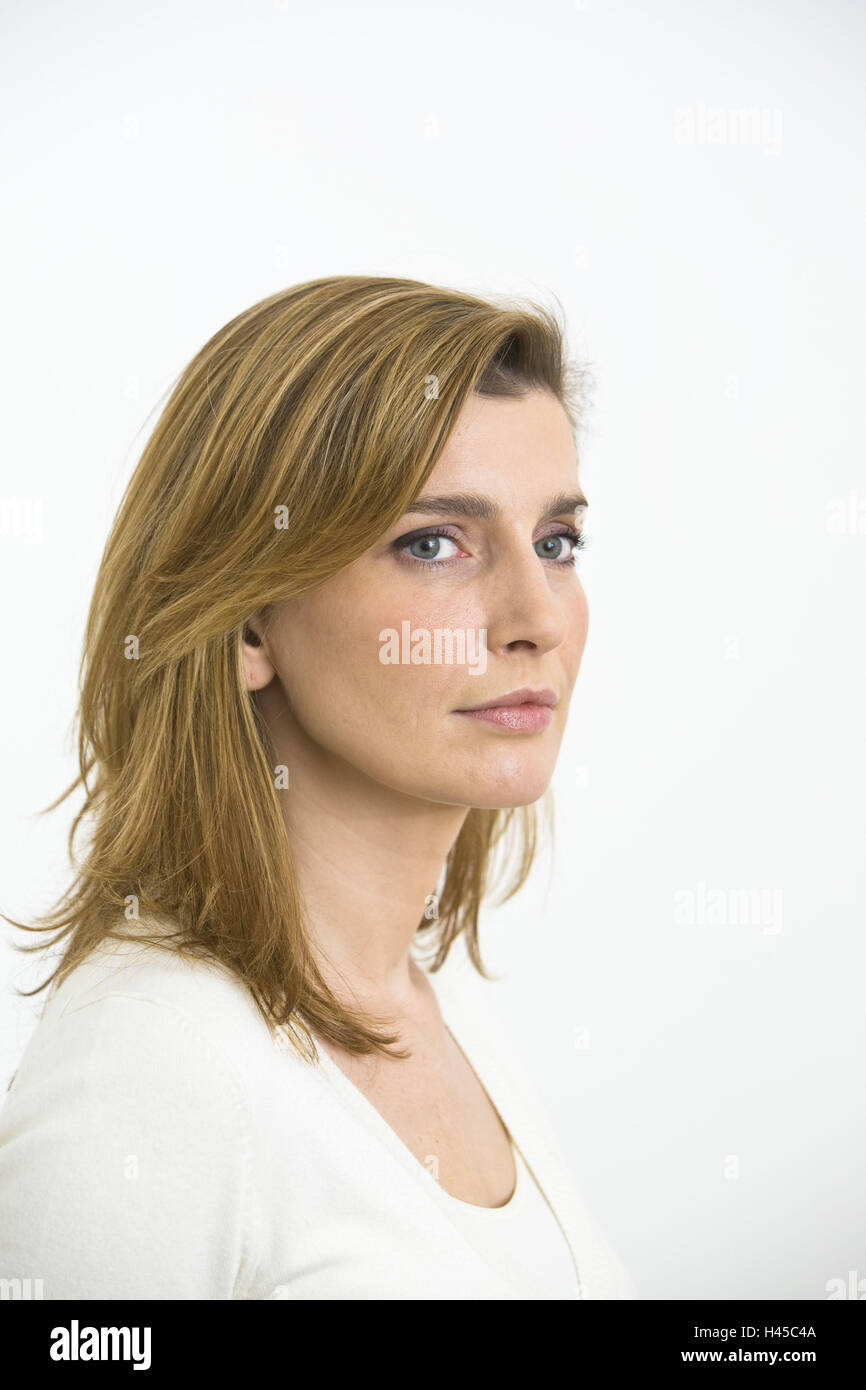 Woman, blond, portrait, side view Stock Photo - Alamy