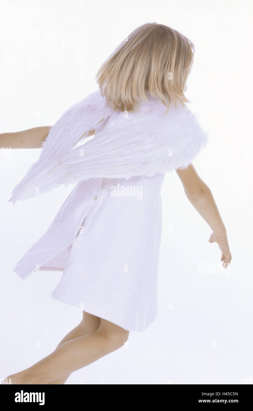 Girls, dress, angel's wing, torsion, back view, person, child, infant ...