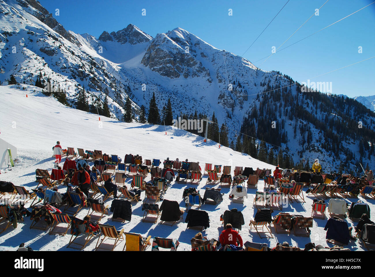 Austria, Tyrol, sea field, mountain horse hut, sun terrace, deck chairs ...