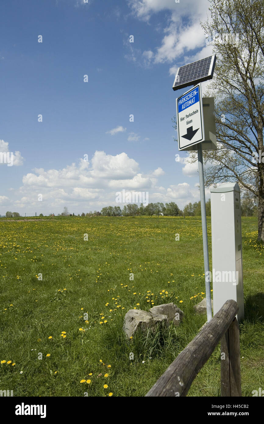 Park note machine, meadow Stock Photo - Alamy
