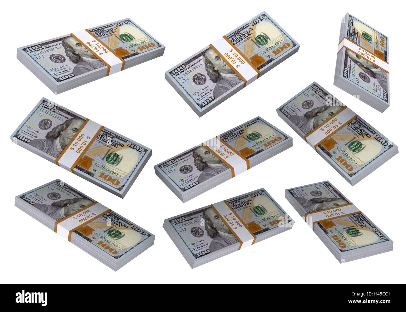 3D Stacks of Hundred US Dollars Stock Photo - Alamy