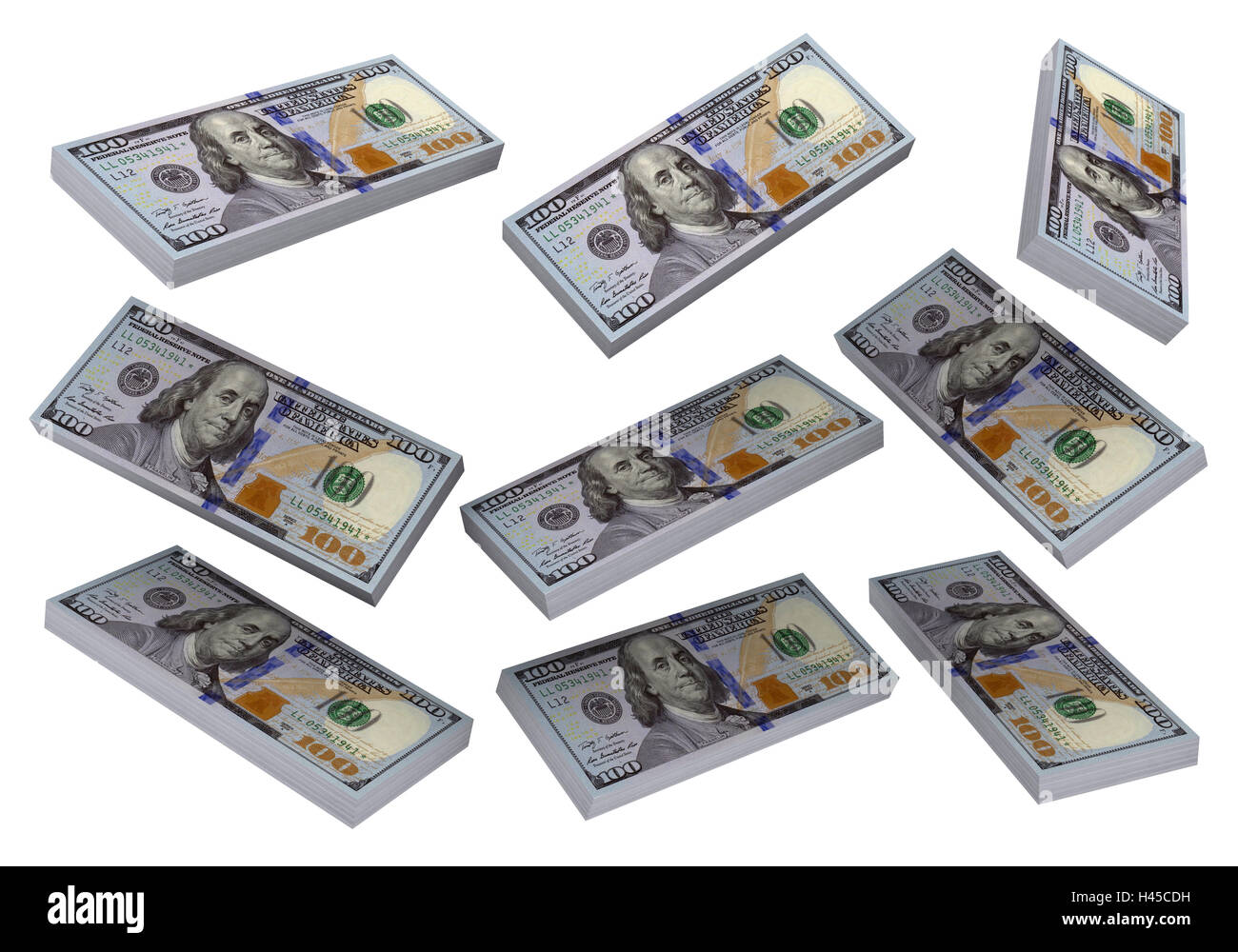3D Stacks of Hundred US Dollars Stock Photo - Alamy