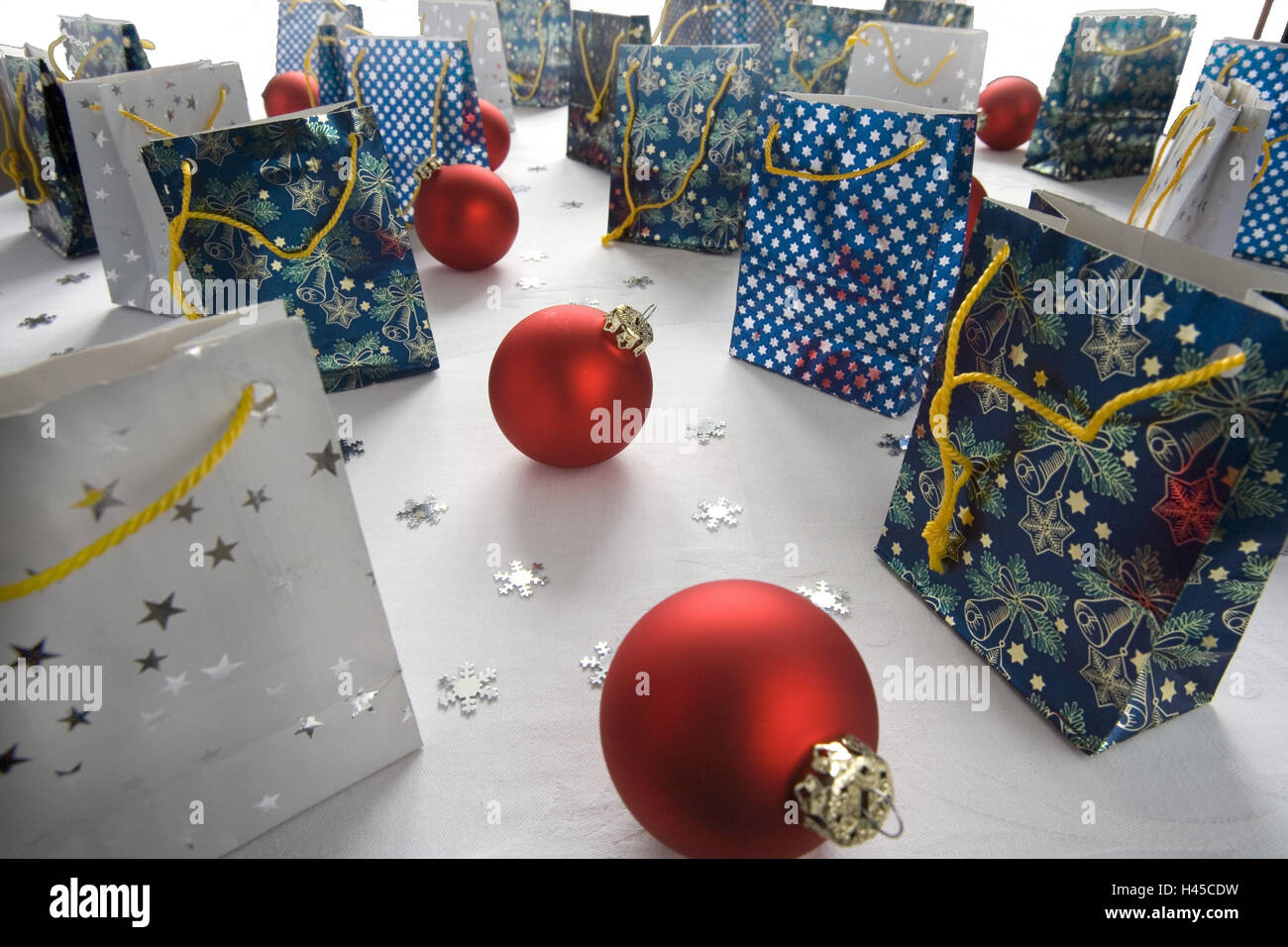 Gift bags, Christian tree balls, Christmas Stock Photo - Alamy