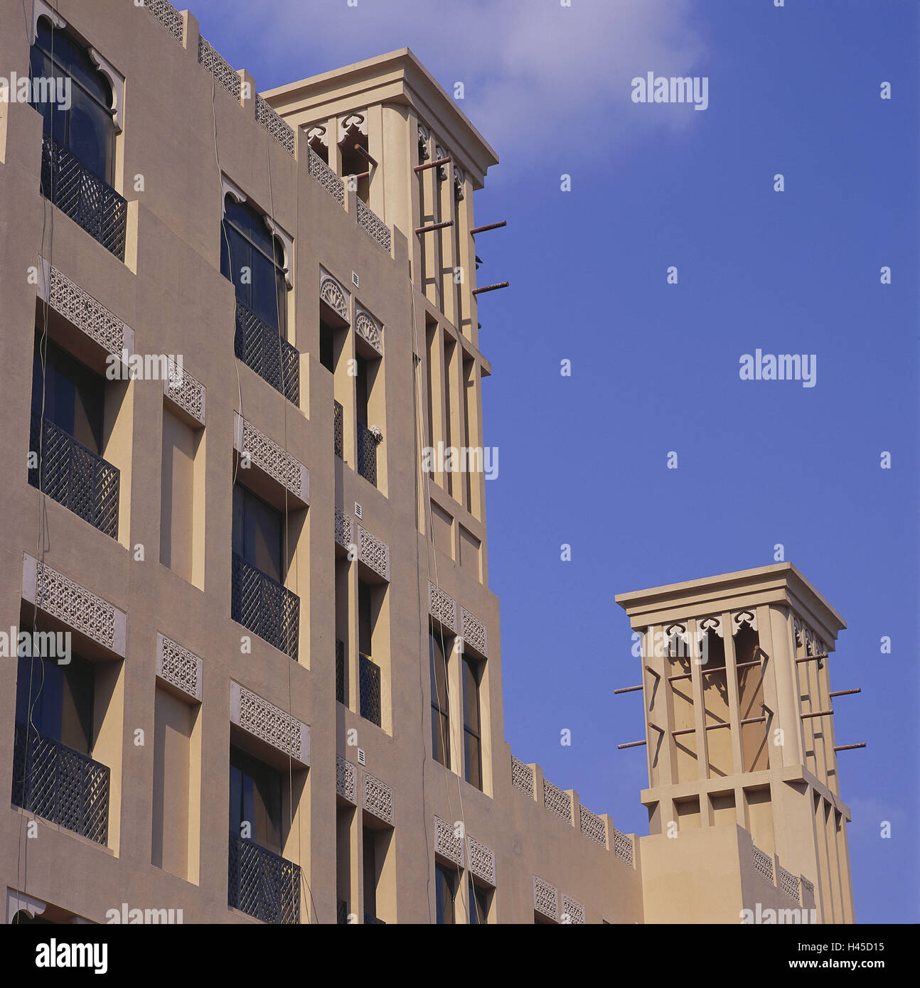 United Arab Emirates, Dubai, Old Town, building, wind towers, detail ...