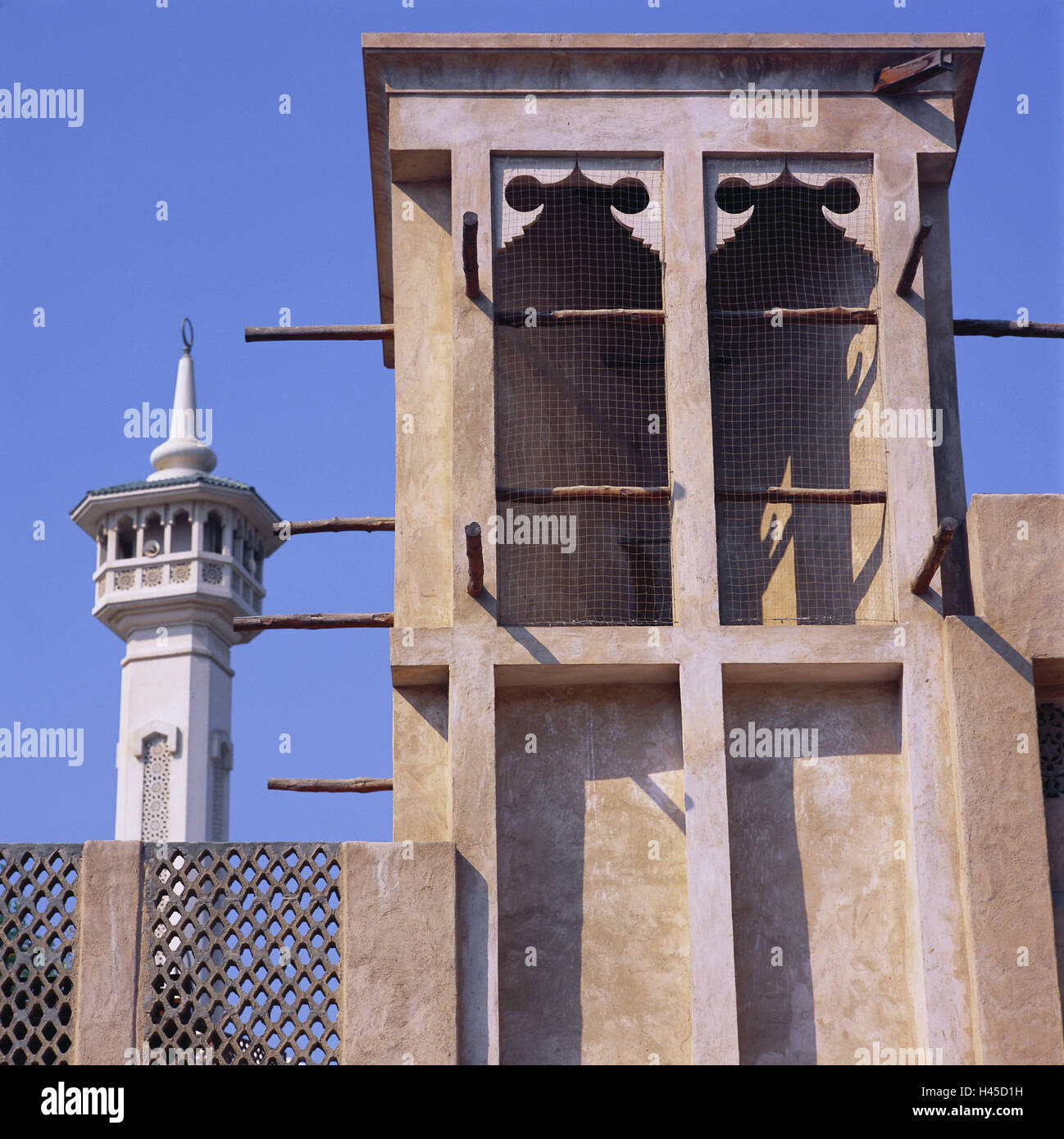 United Arab Emirates, Dubai, Bastakia fourth, wind tower, VAE, town ...