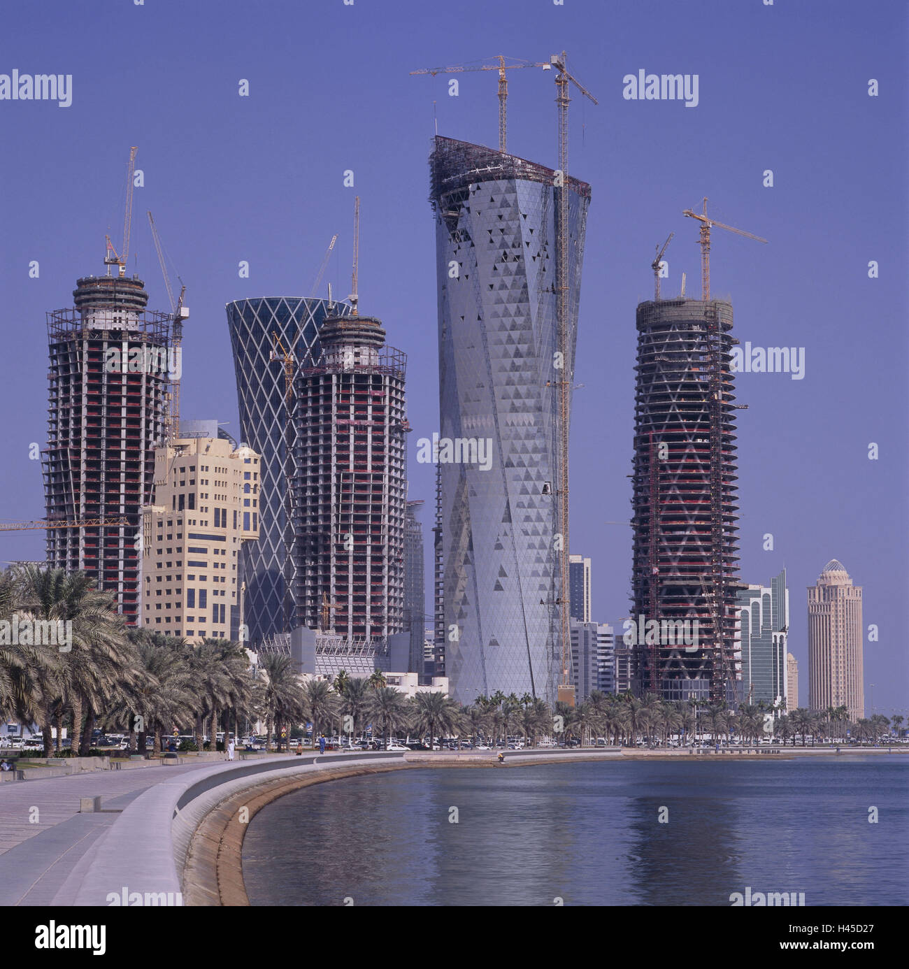 Qatar, Doha, high rises, promenade, sea, sheikdom, town, capital ...