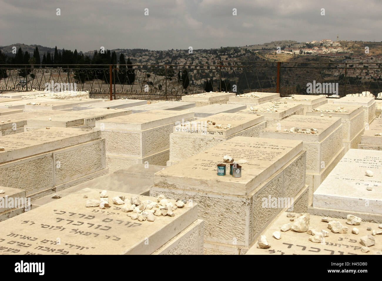 Israel, Jerusalem, cemetery, detail, capital, place of interest, tombs ...