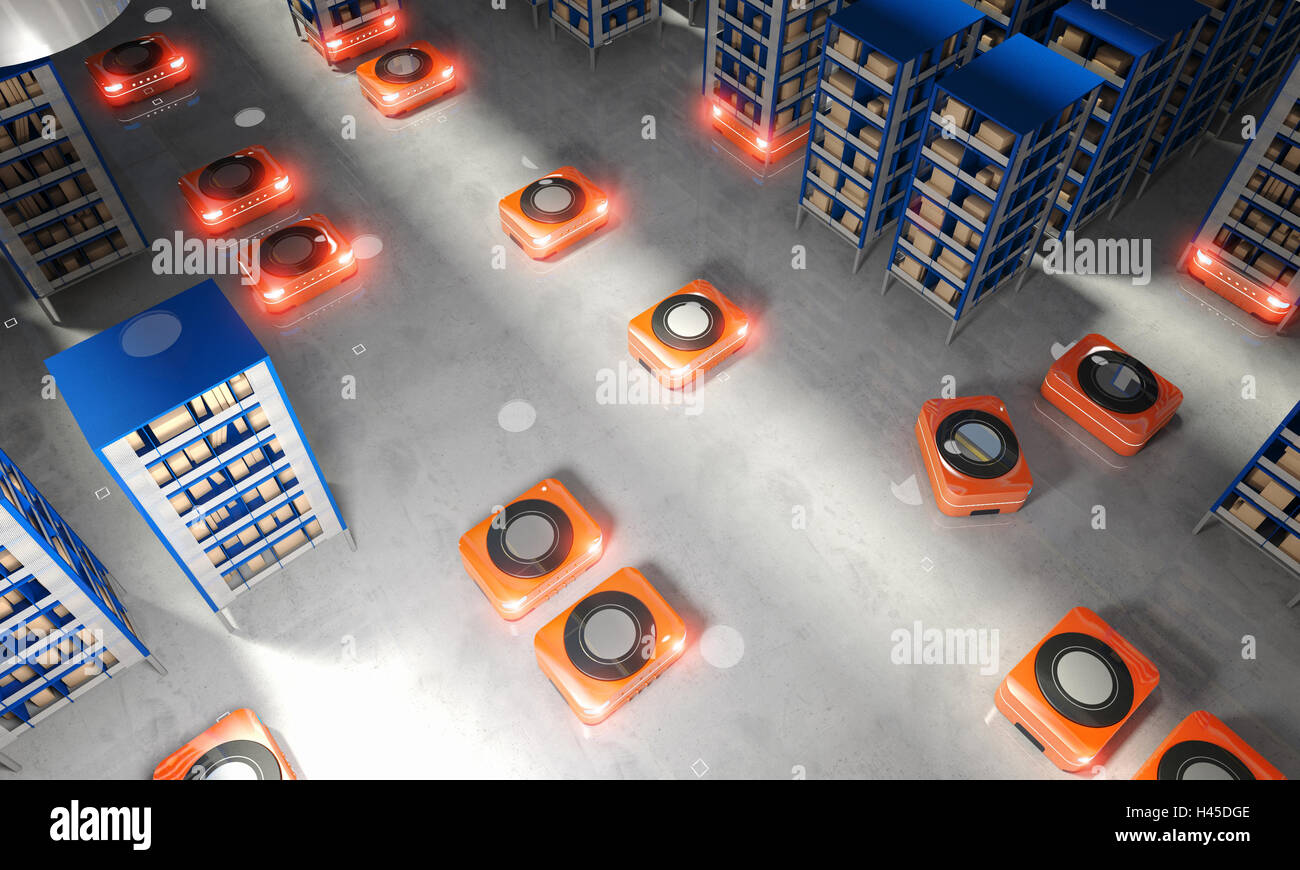 automated warehouse 3d rendering image Stock Photo - Alamy