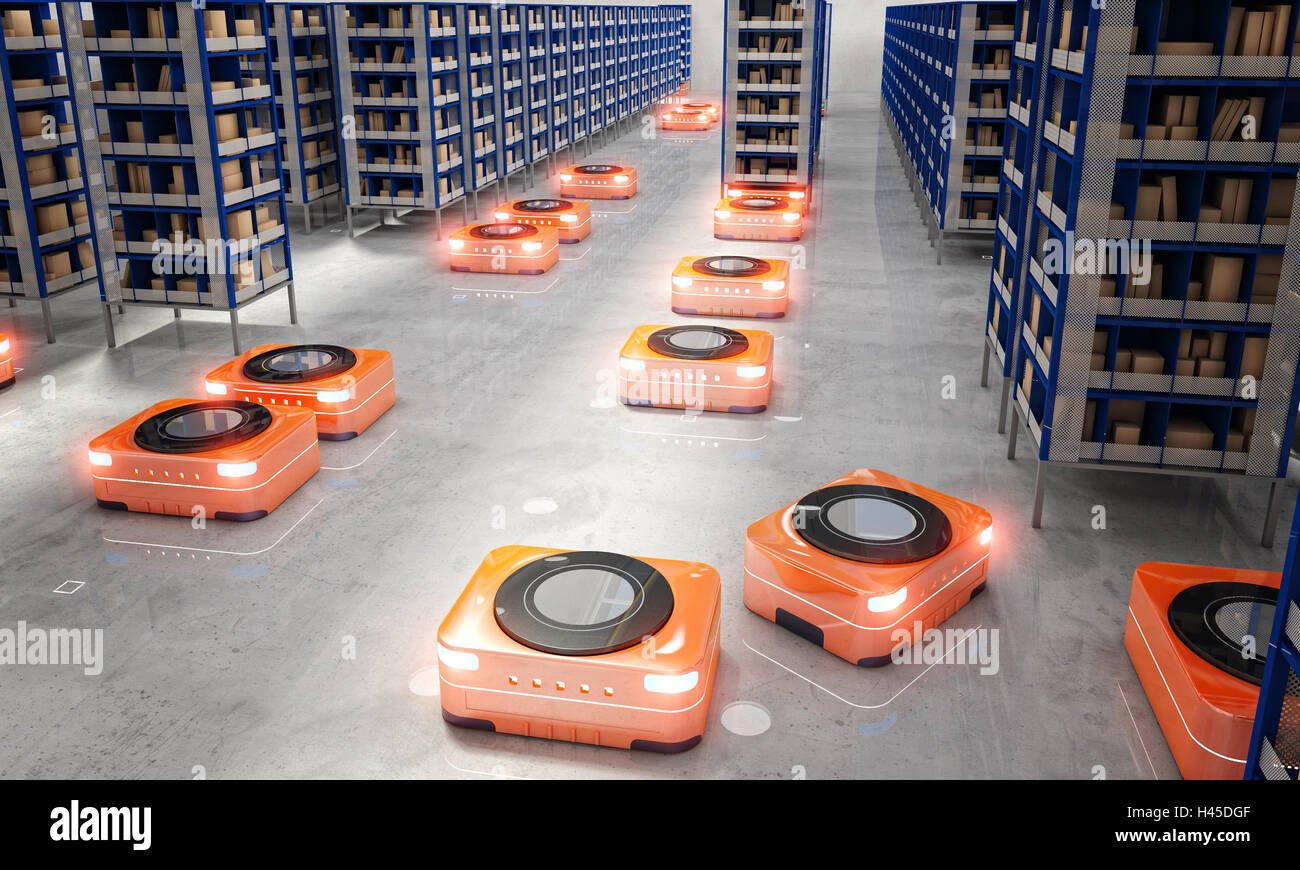 automated warehouse 3d rendering image Stock Photo - Alamy