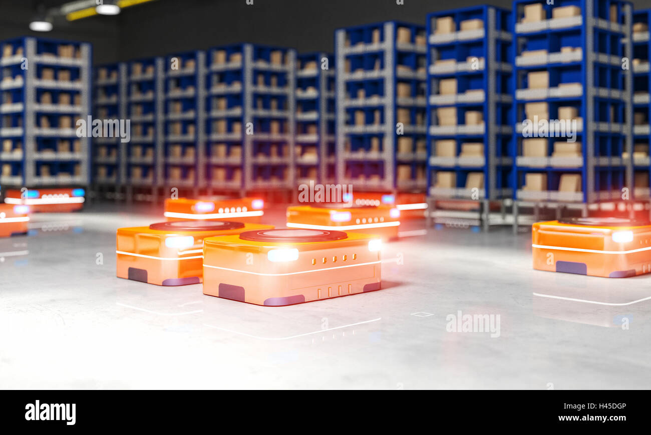 automated warehouse 3d rendering image Stock Photo - Alamy