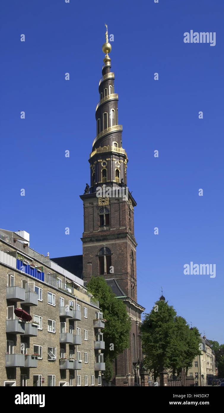 Denmark, Copenhagen, saviour's church, tower, detail, town, capital ...