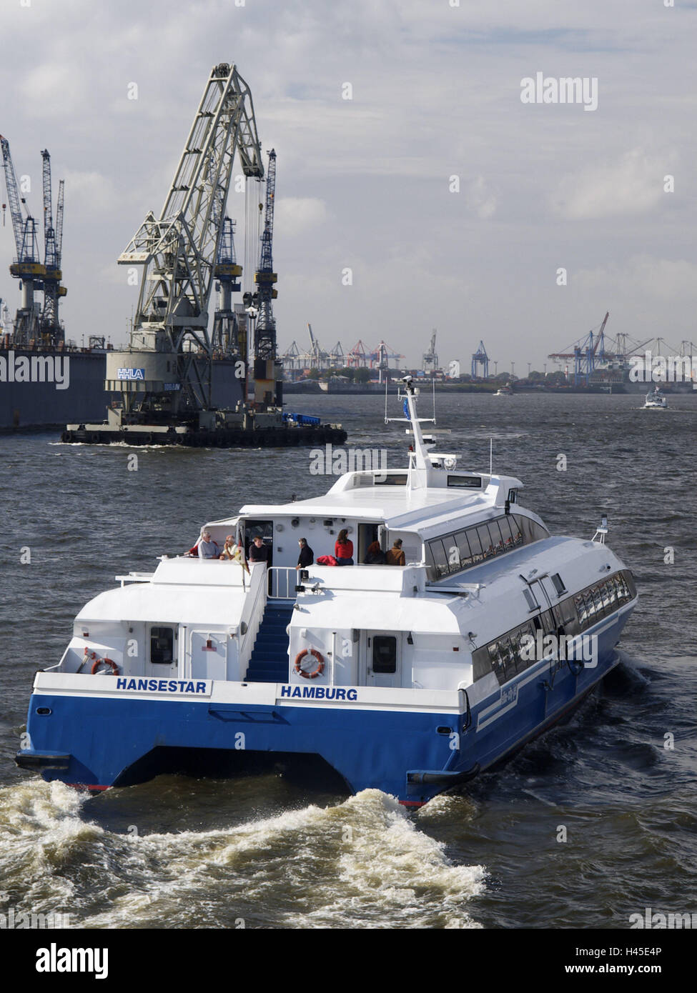 Germany, Hamburg, harbour, catamaran, express ferry, North Germany ...