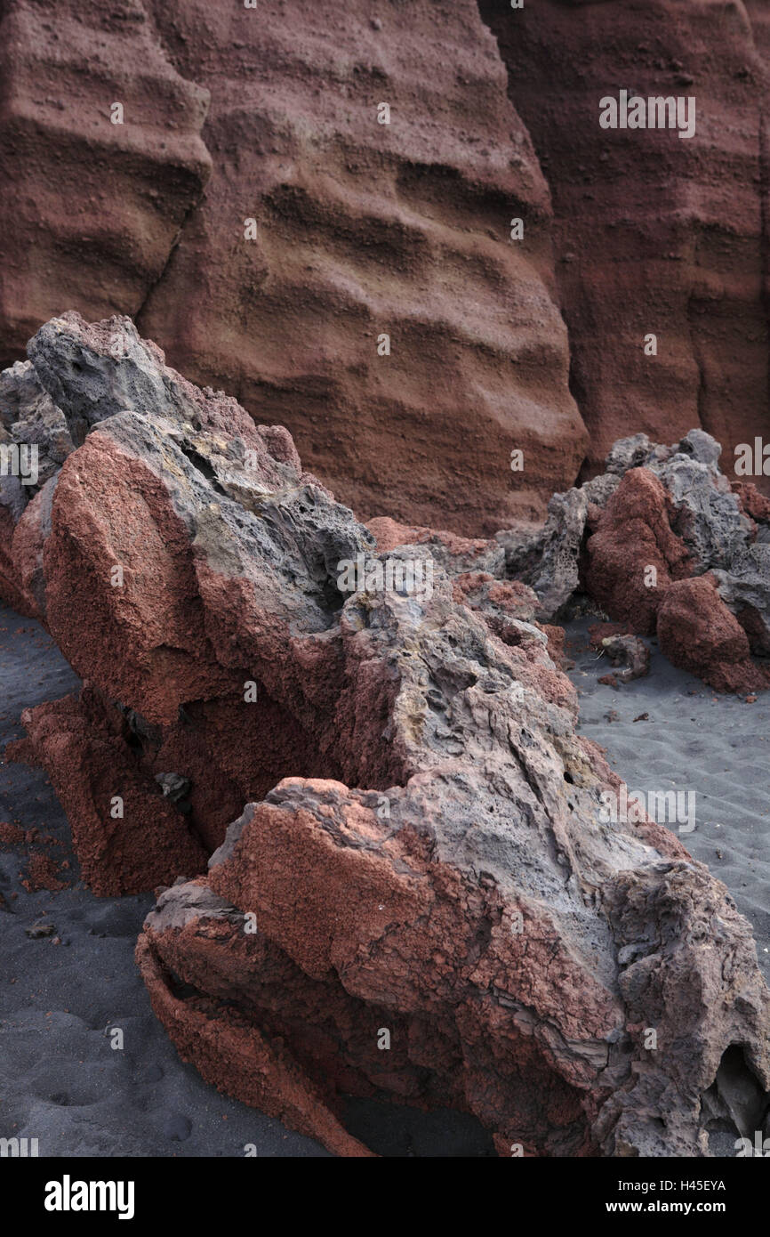 Spain, the Canaries, island Lanzarote, tablespoon Golfo, coast, rock ...