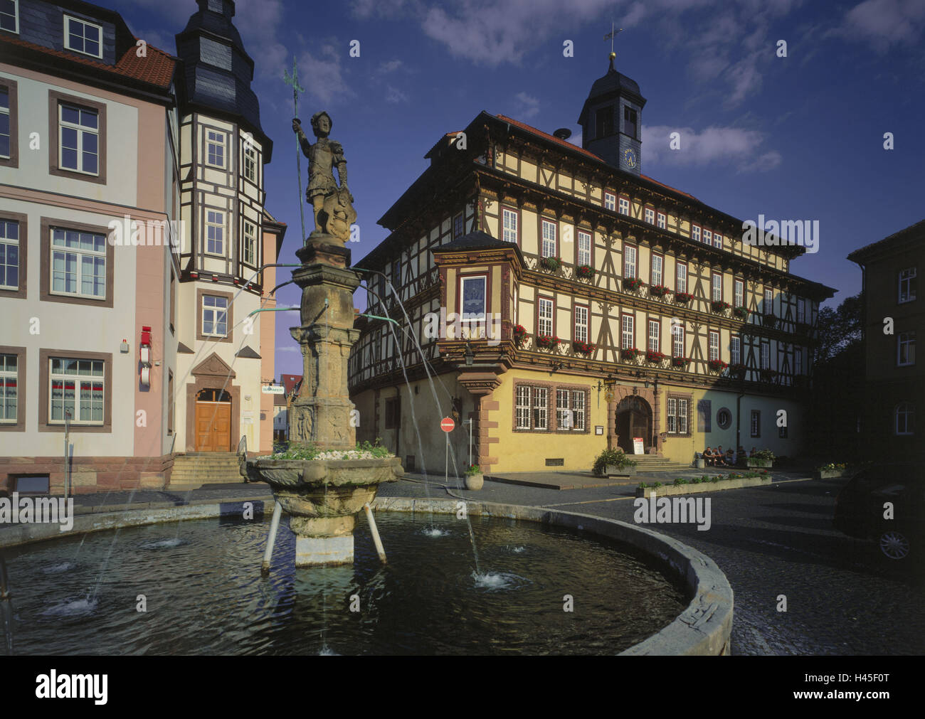 Germany, Thuringia, Vacha, city hall, St. Vitusbrunnen, destination ...