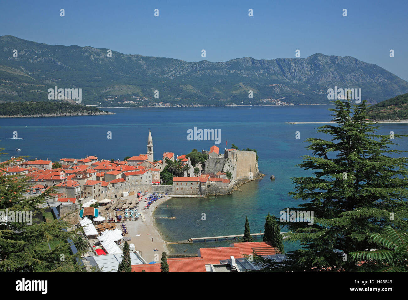 Montenegro, Budva, Old Town, overview, Balkan Peninsula, Adriatic ...