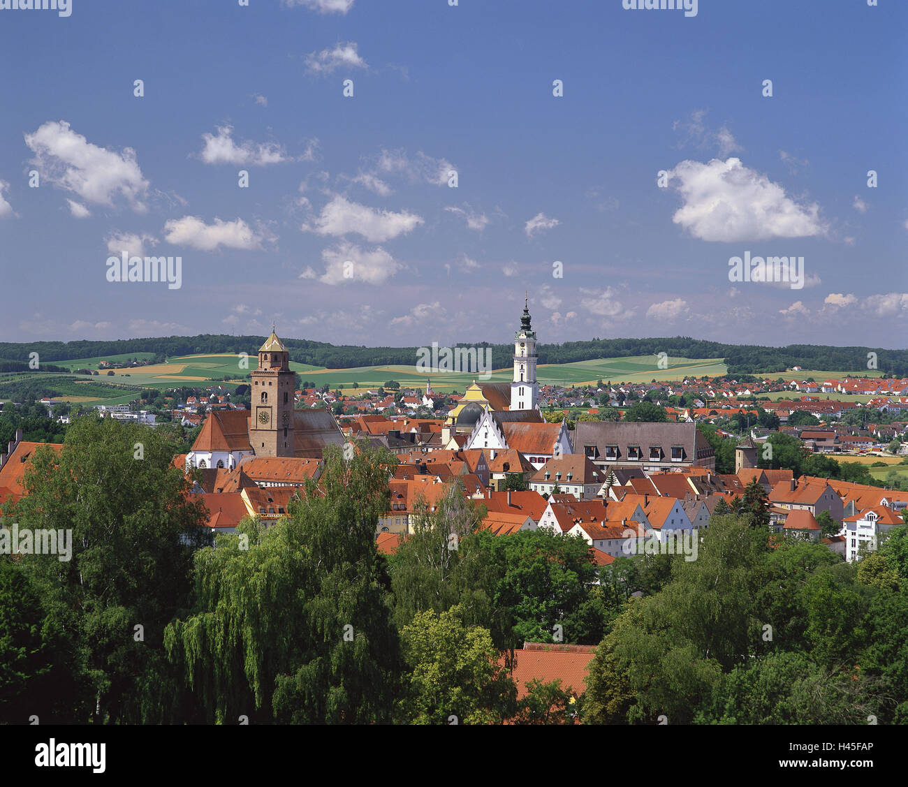 Germany, Bavaria, Donauwoerth, town view, Swabian, scenery, houses ...