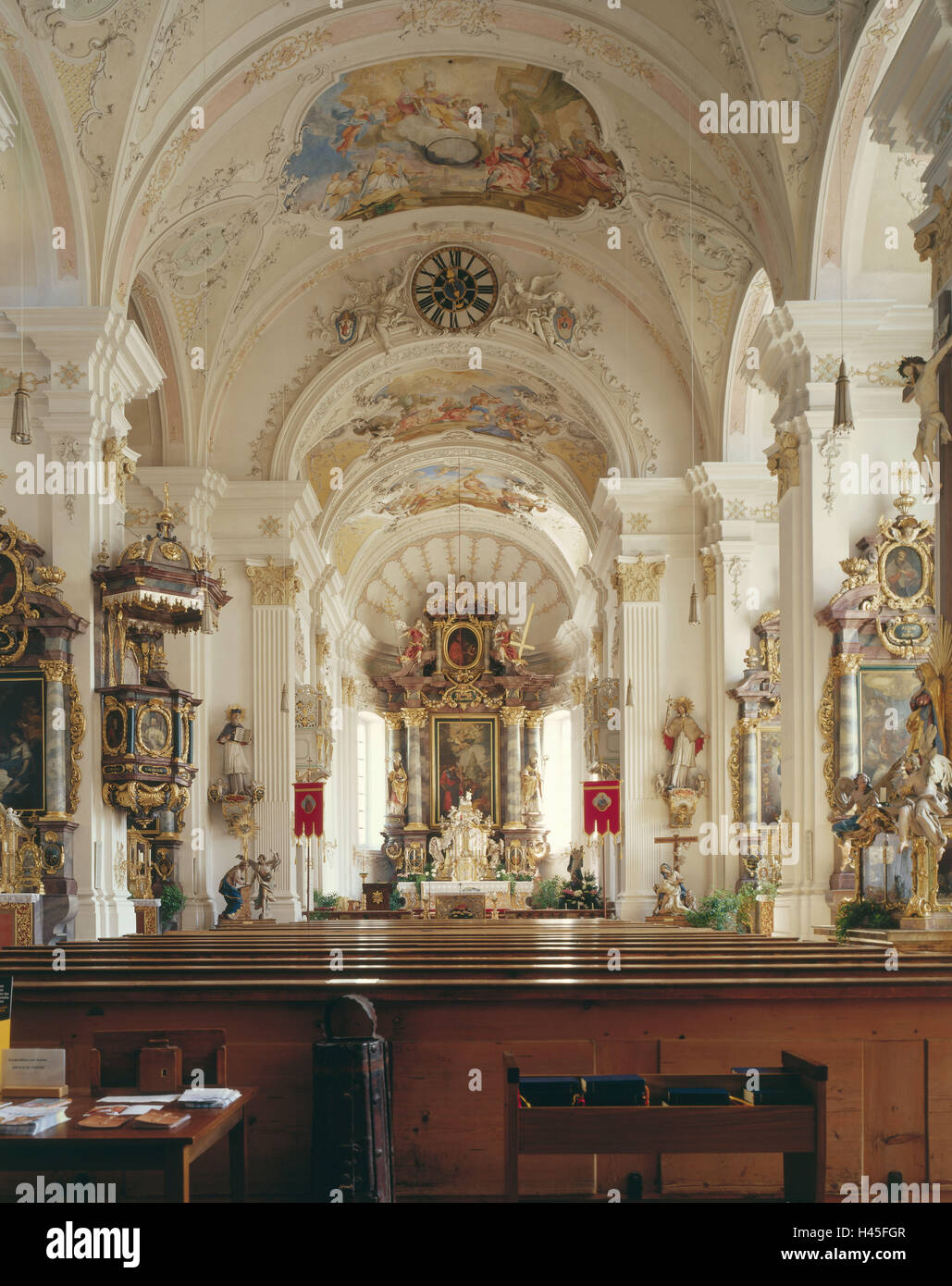 Germany, Bavaria, Weyarn, parish church, interior shot, Upper Bavaria ...