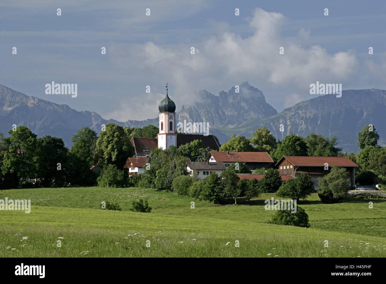 Germany, Bavaria, Seeg, parish church St. Ulrich, Allgäu, Swabian ...