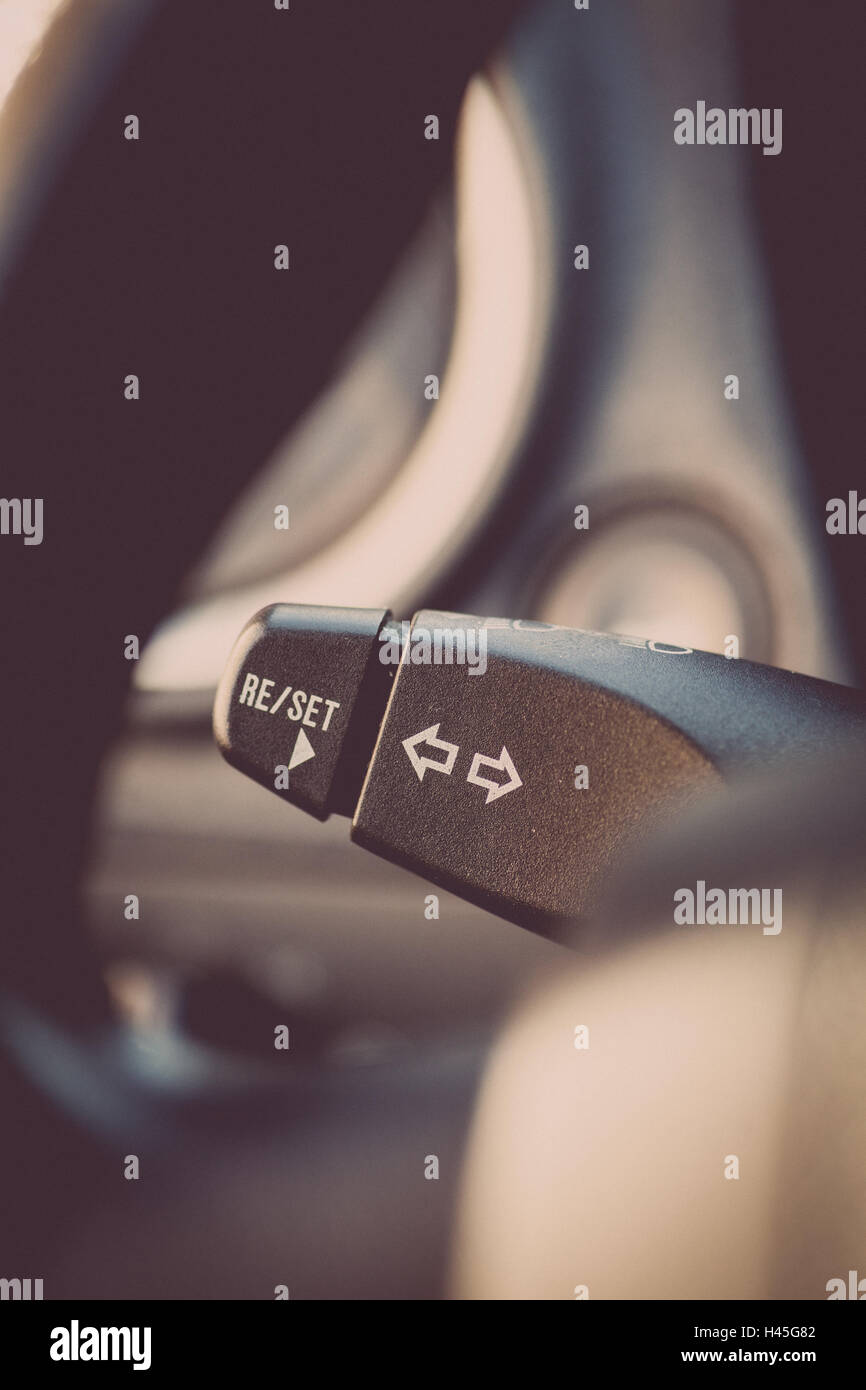 Color close up footage of a car's turn signal lever Stock Photo - Alamy