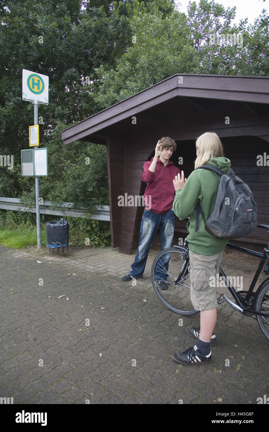 Two boys bus stop hi-res stock photography and images - Alamy