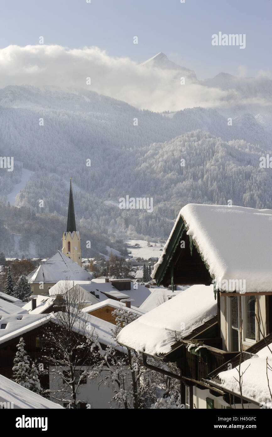 Germany, Bavaria, Garmisch-Partenkirchen, local overview, winter ...