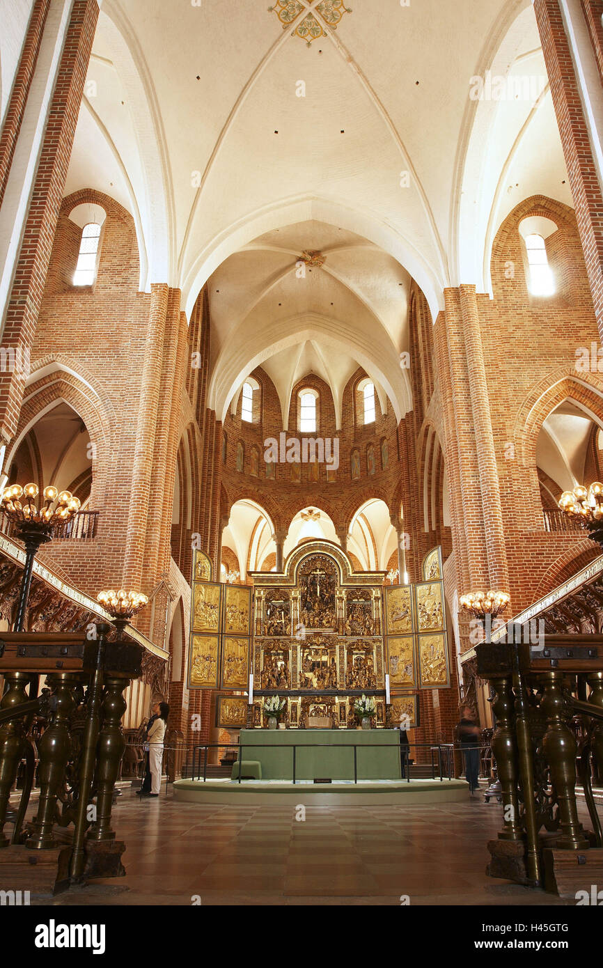 Denmark, Roskilde, cathedral, interior, visitors, genealogical table ...