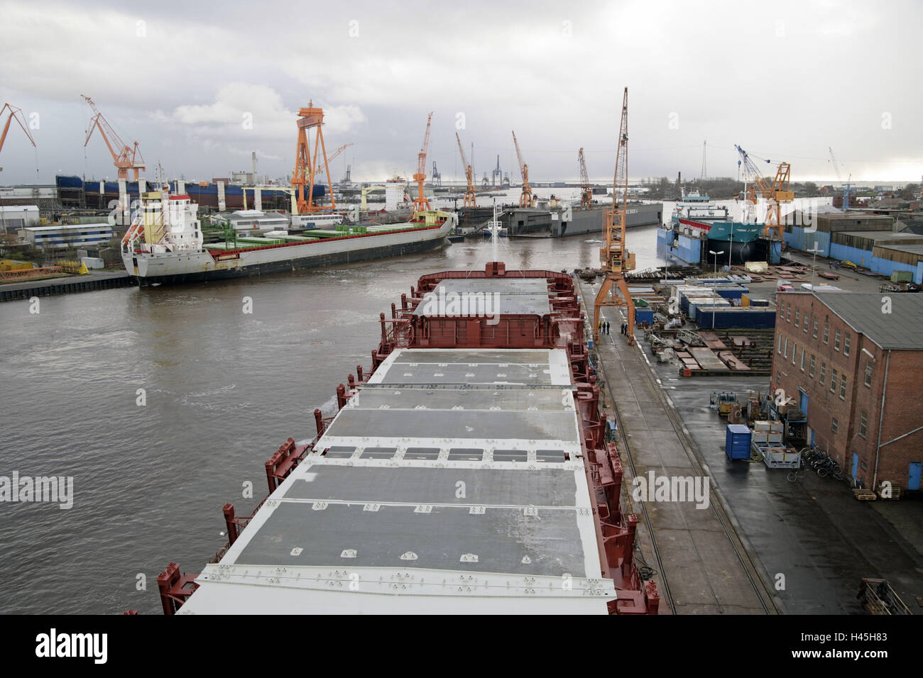 Shipyard, newly constructed ship, Emden, harbour Stock Photo - Alamy