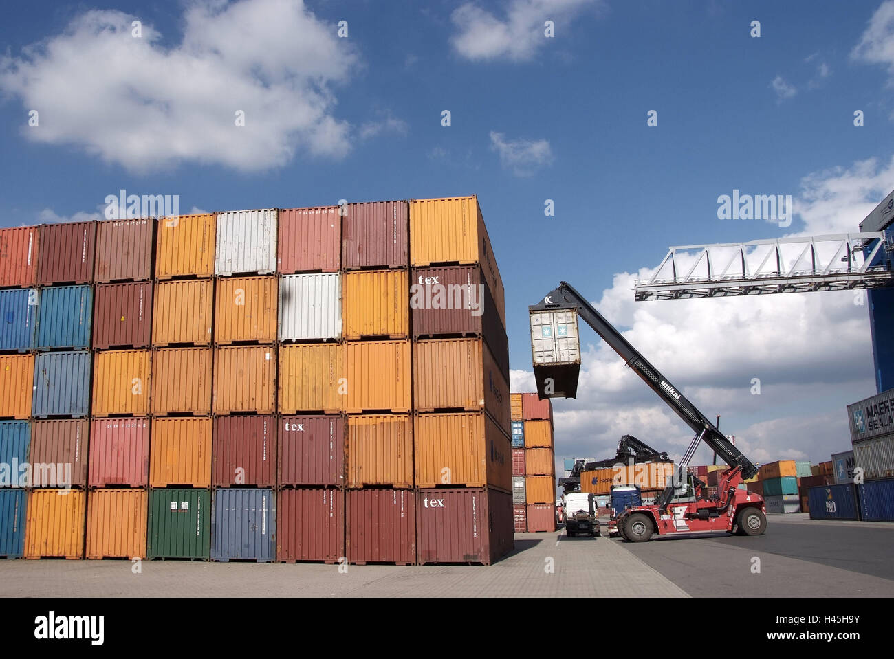 Container, stacked, transport, turnaround of goods Stock Photo - Alamy