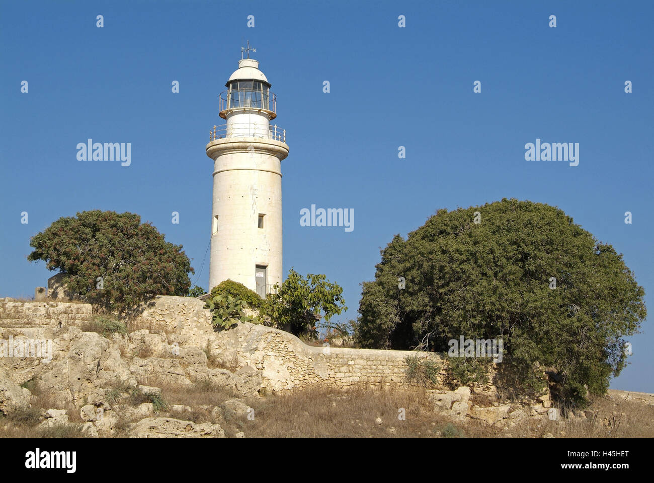 Cyprus, Greek part, Paphos, lighthouse, archaeological park Stock Photo ...
