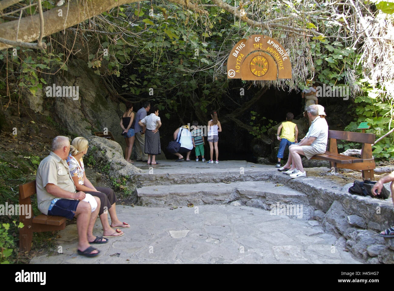 Cyprus, Greek part, baths Aphrodite, tourist Stock Photo - Alamy