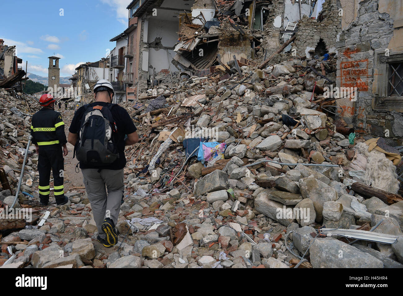 Scene of devastation in the Red Zone in Amatrice, Italy, in the region ...