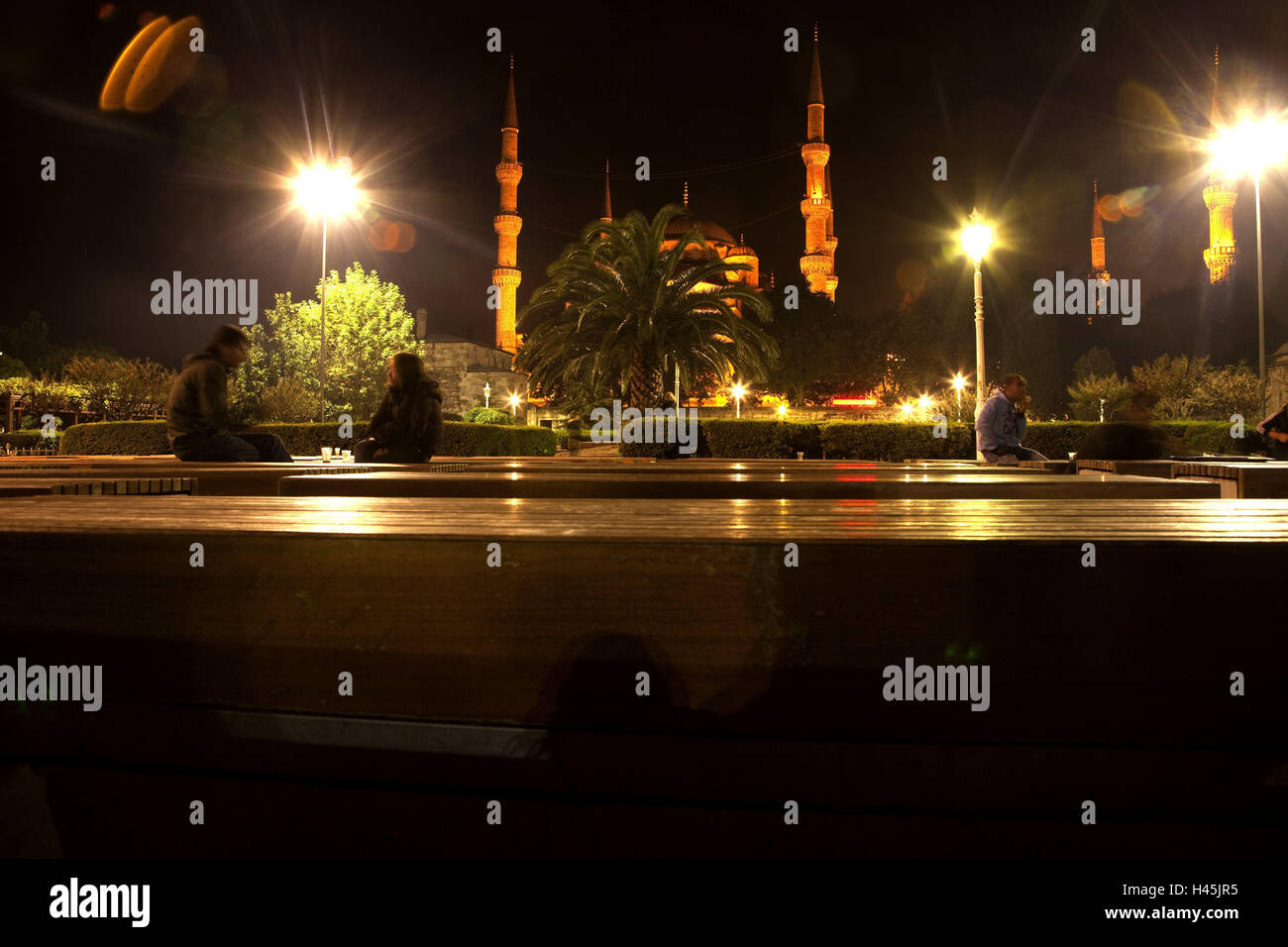 Turkey, Istanbul, mosque, night, tourist, sultan's Ahmed's mosque ...