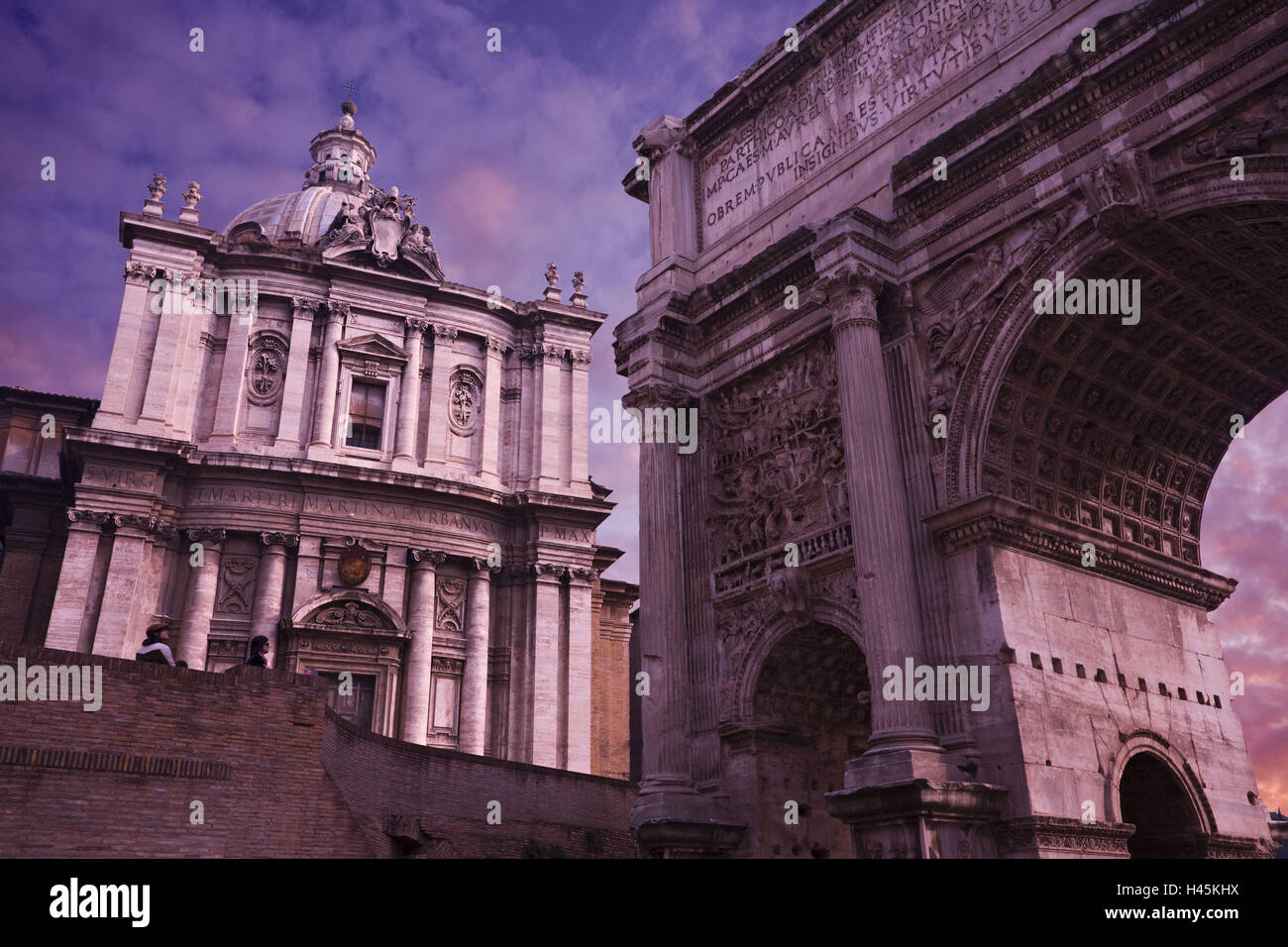 Italy, Rome, Arco di Settimio Severo, Santi Luca e Martina, detail ...