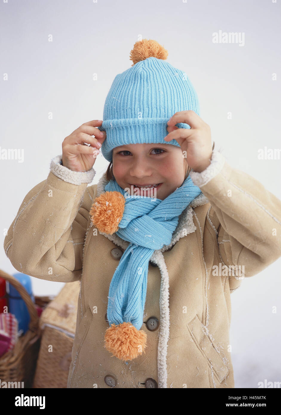 Boy, cap, touch down, half portrait, winter, person, child, winter ...