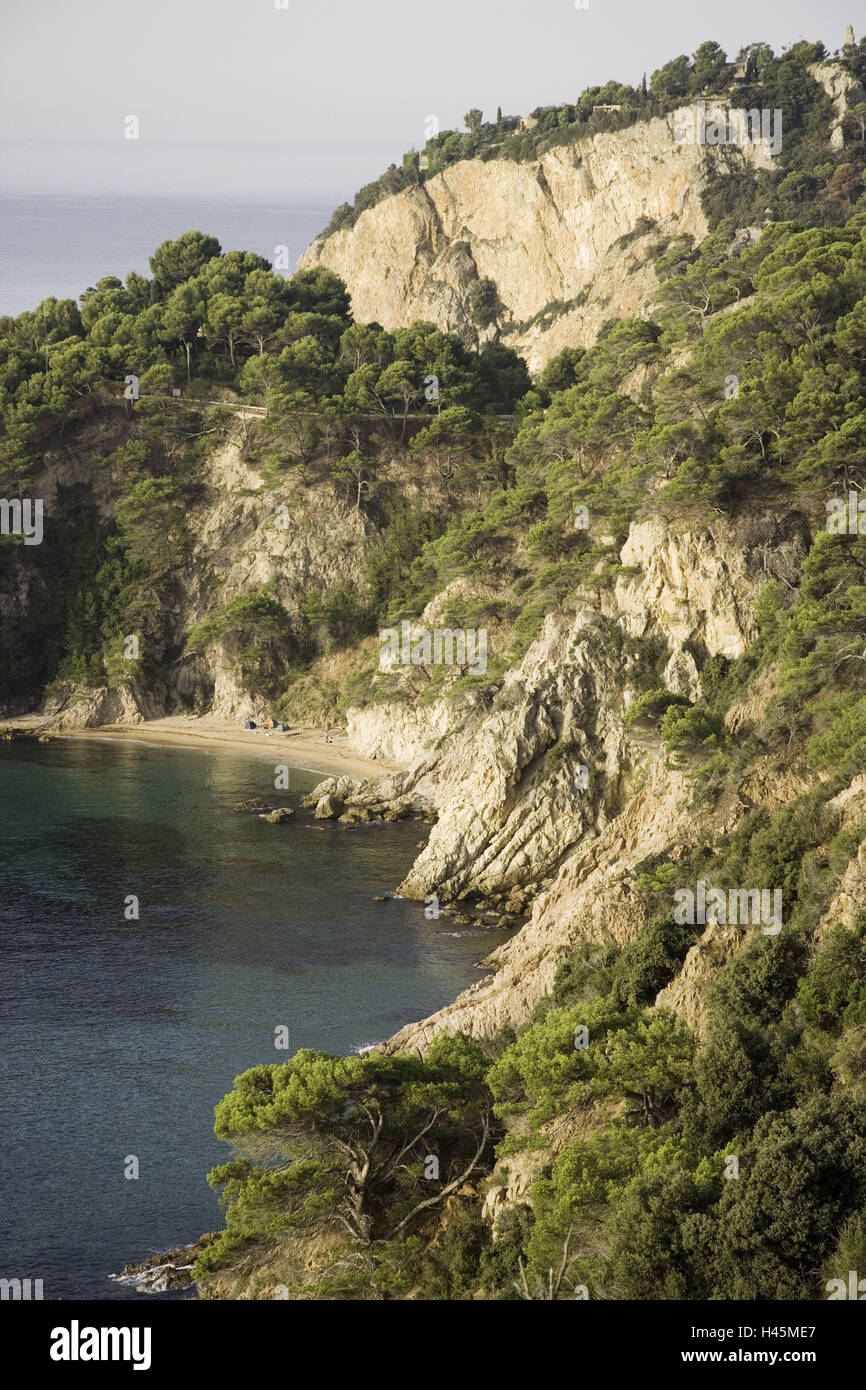 Steep coast, Costa Brava, Tossa del Mar, Catalonia, Spain, summer ...