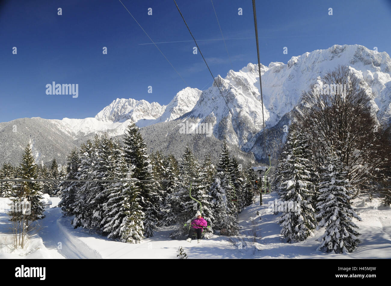 Germany, Bavaria, Werdenfels, Isar valley, Mittenwald, Kranzberg, chair ...