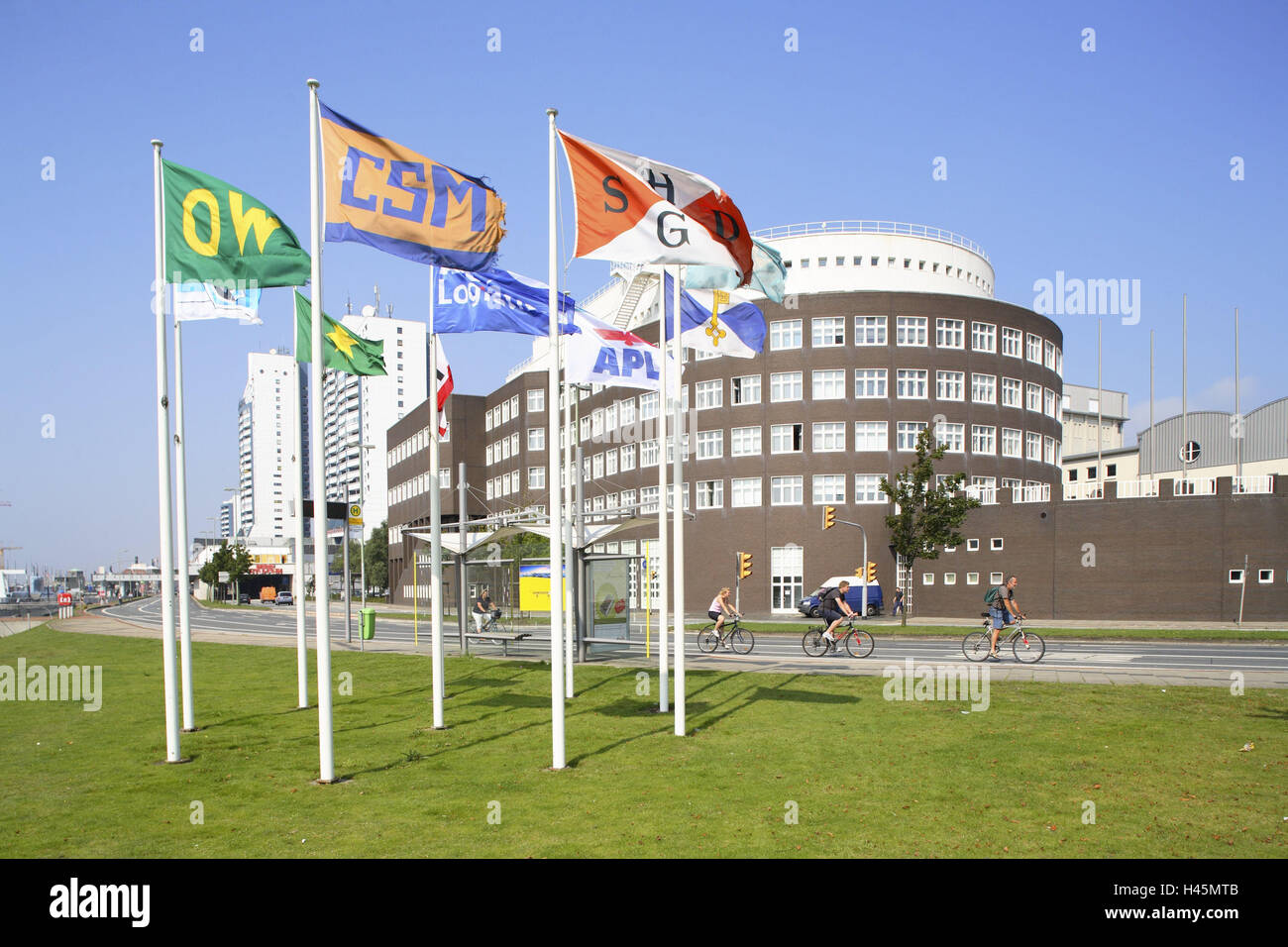 Germany, Bremerhaven, Alfred Wegener institute polar research, flags ...