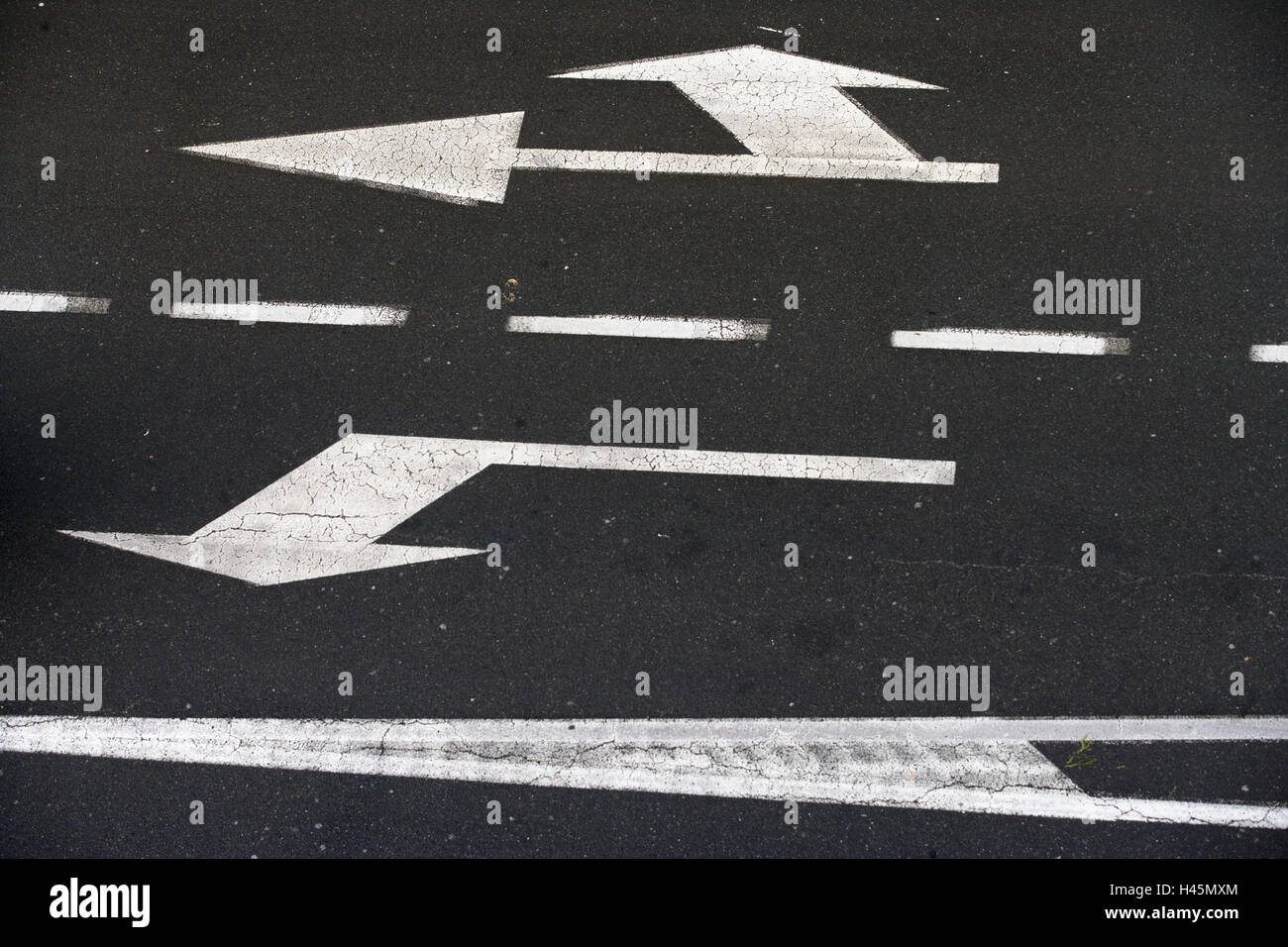 Street, multi-lane, arrows, detail, road markings, white, selection ...