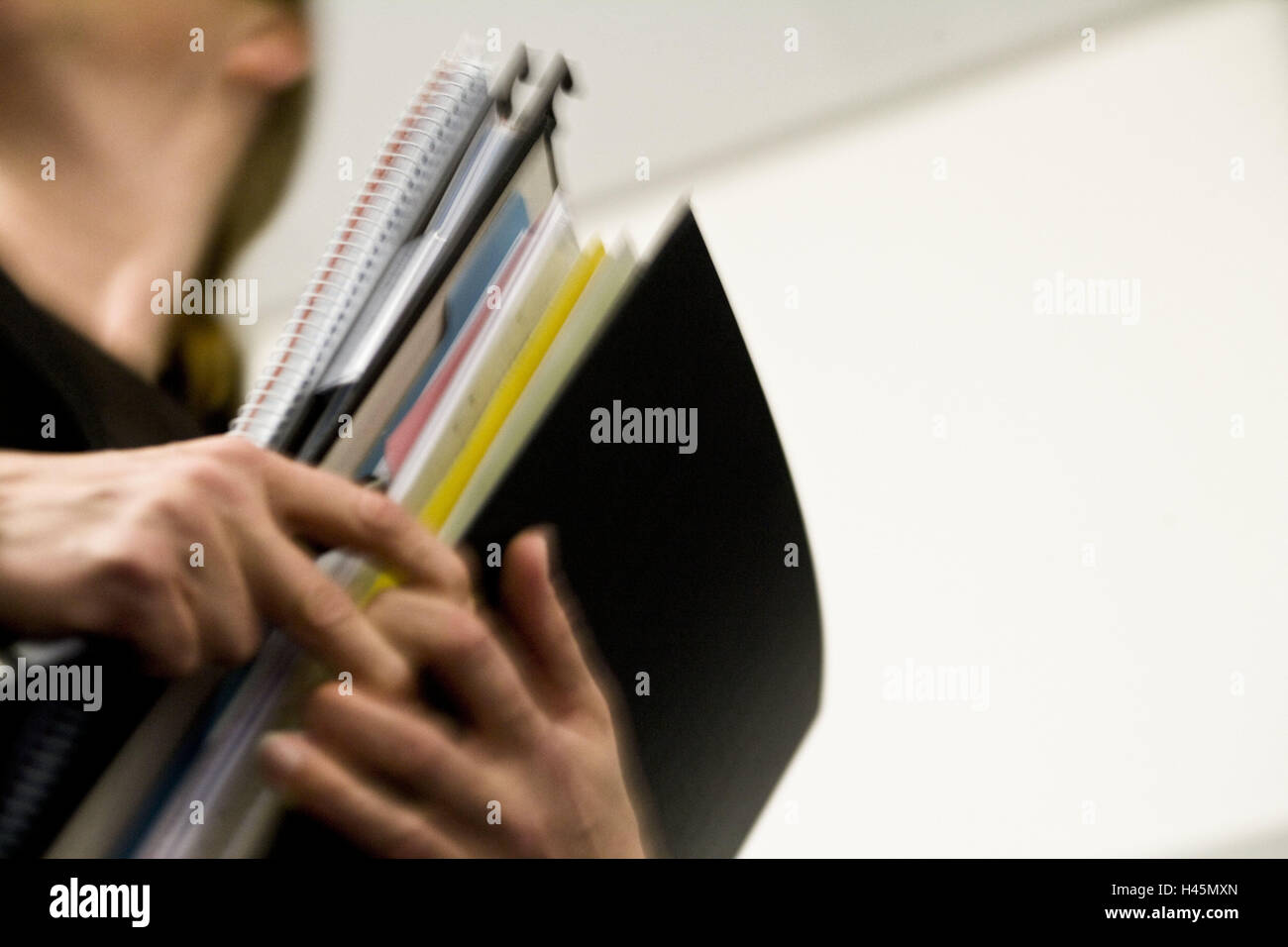 Woman, files, carry, detail, motion blur, person, office, secretary ...