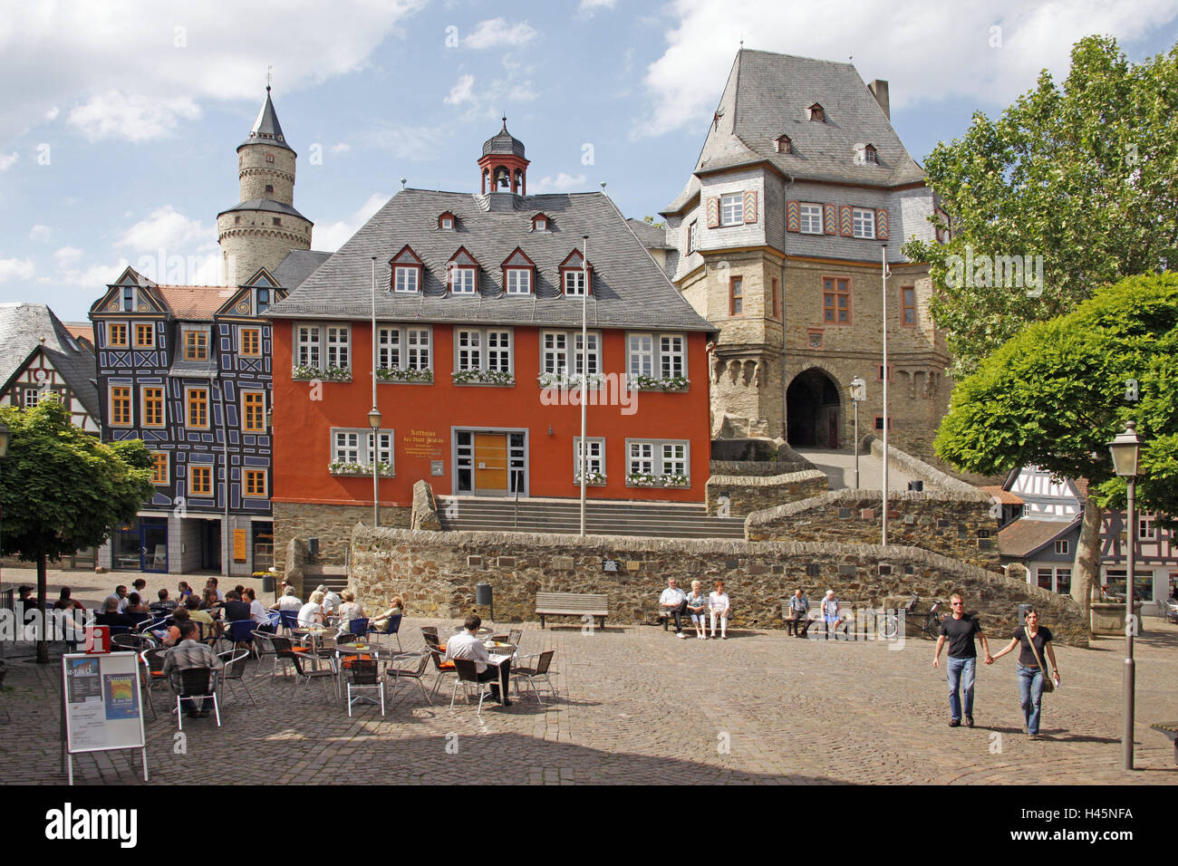 Germany, Hessen, Idstein, Old Town, city hall, archway building ...