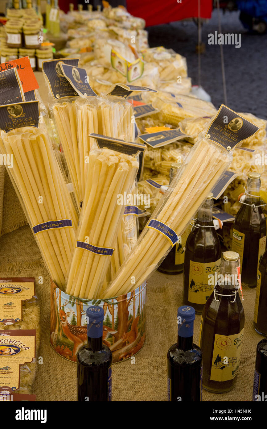 Market stall, detail, pasta, Piazza Tu Campo de'Fiori, Rome, Italy ...
