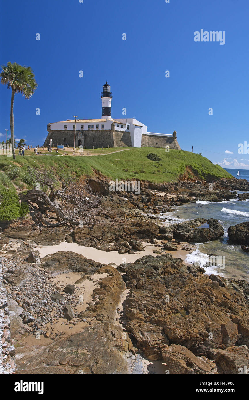Brazil, Salvador there Bahia, part town Barra, fort, lighthouse, bile ...