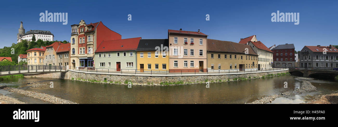 Germany, Thuringia, Weida, town view, lock, panorama, castle, Easter ...