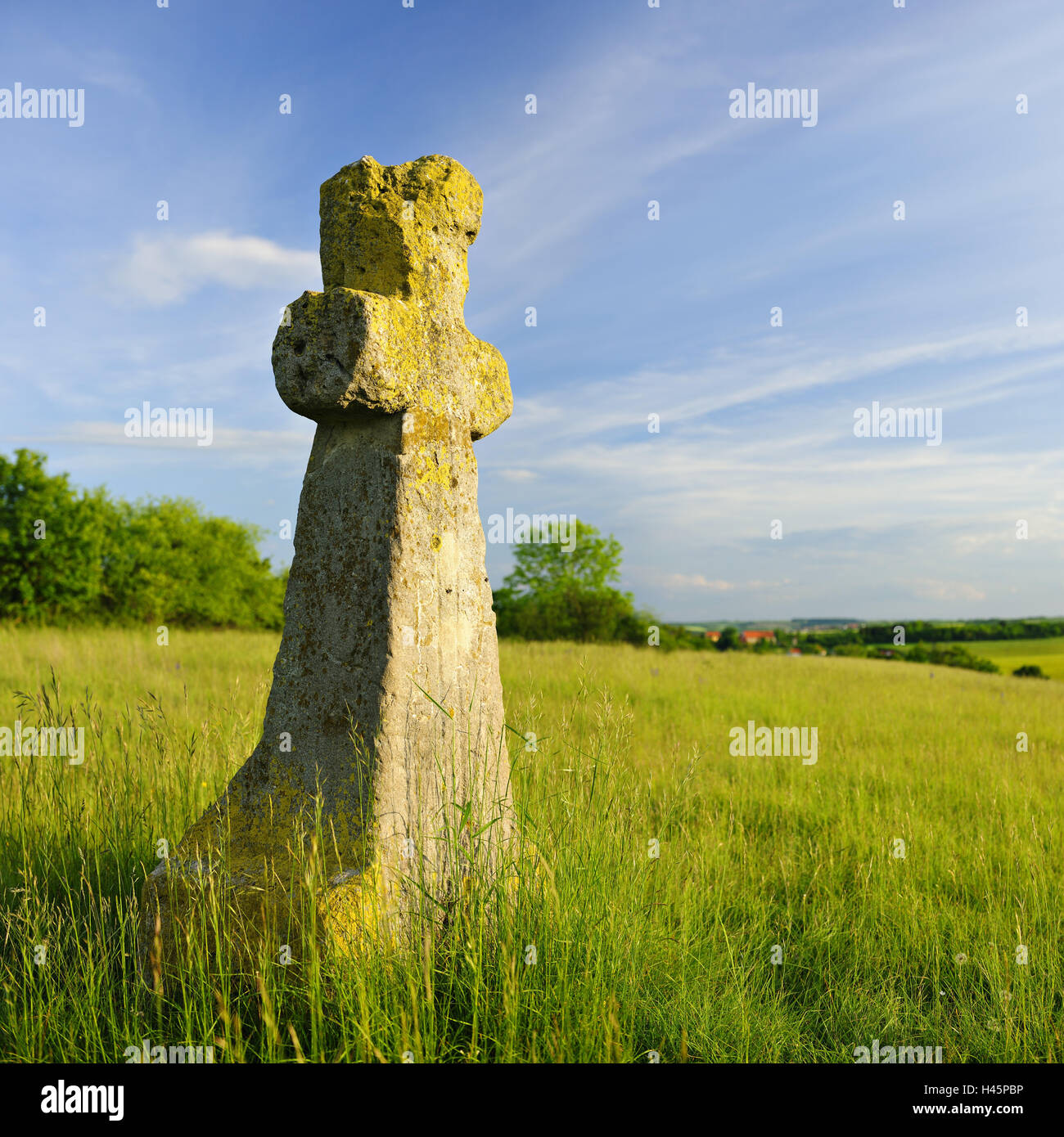 Germany, Saxony-Anhalt, atonement cross, castle Frey, Unstrut Stock ...