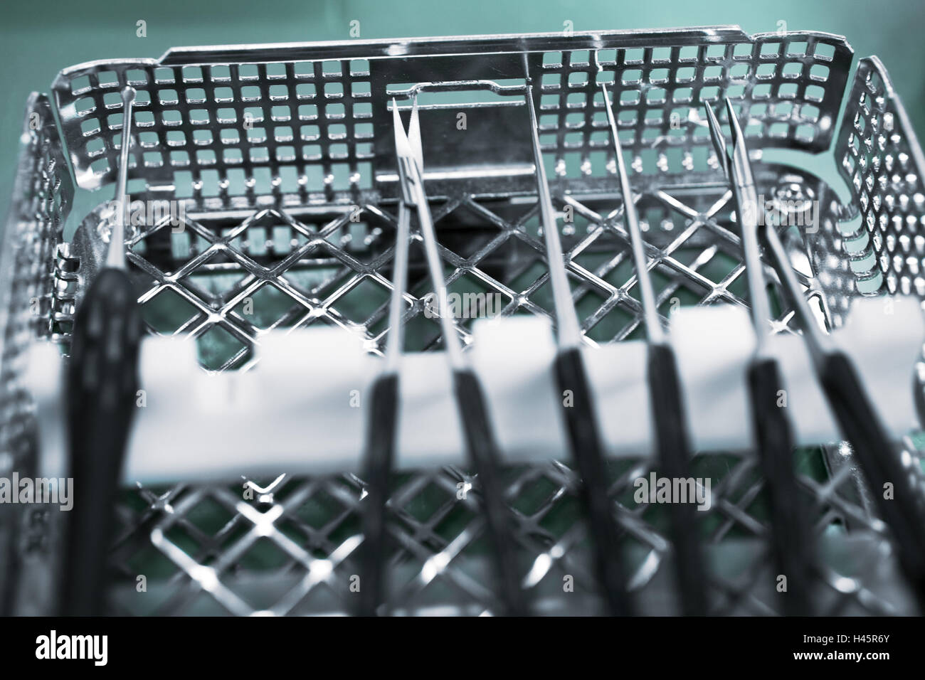 Dental instruments, dental probes, scissors, detail Stock Photo - Alamy